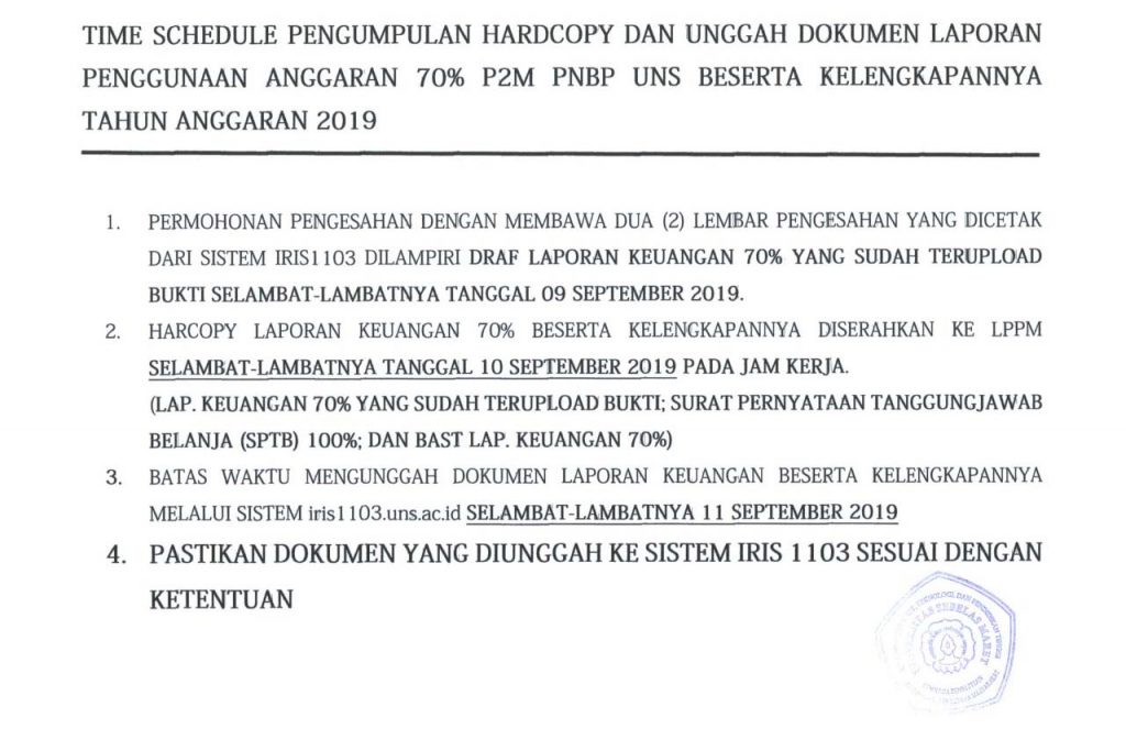 Time Schedule Pengumpulan Hardcopy dan Unggah Dokumen Laporan ...