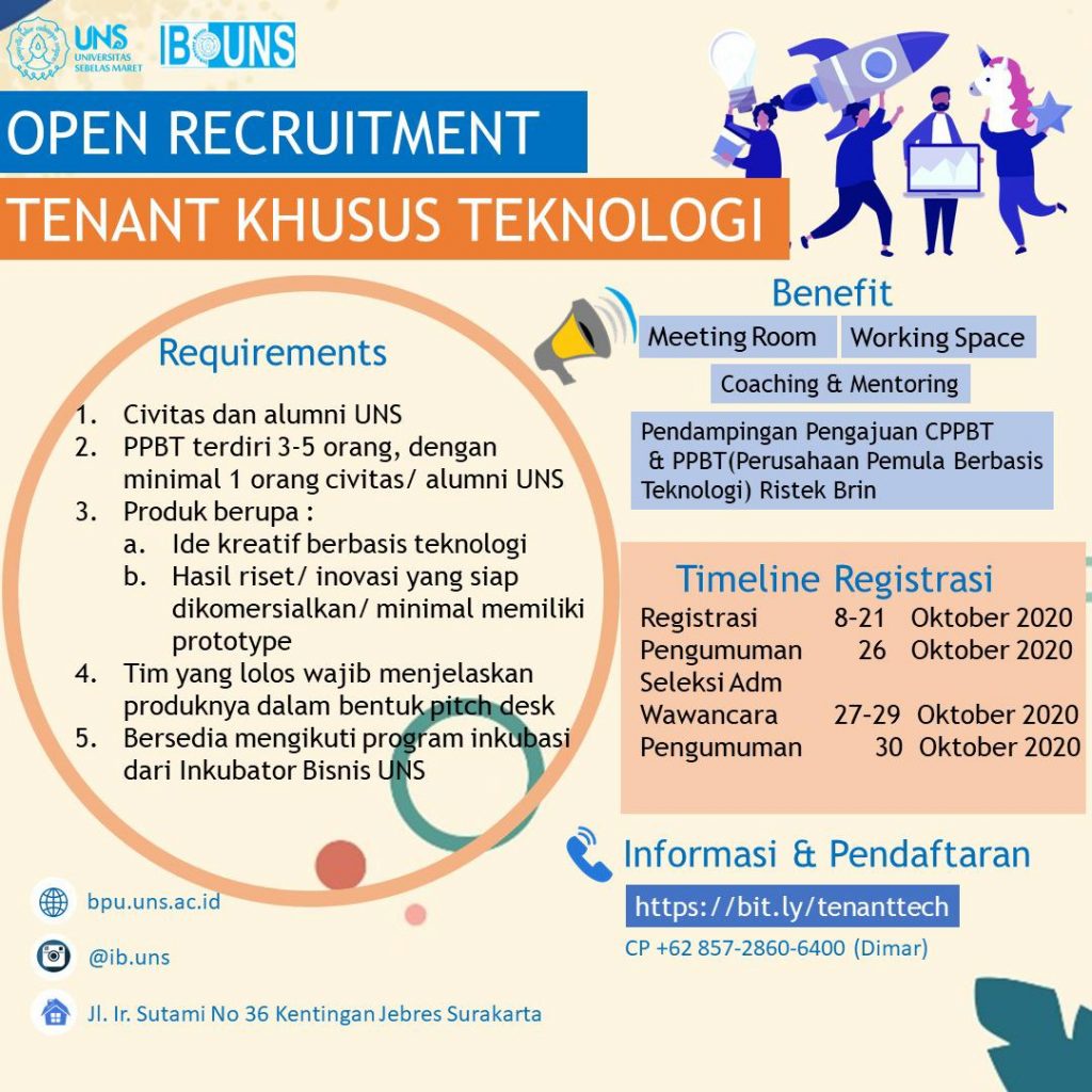 Open Rekrutmen Tenant Khusus Teknologi – LPPM UNS