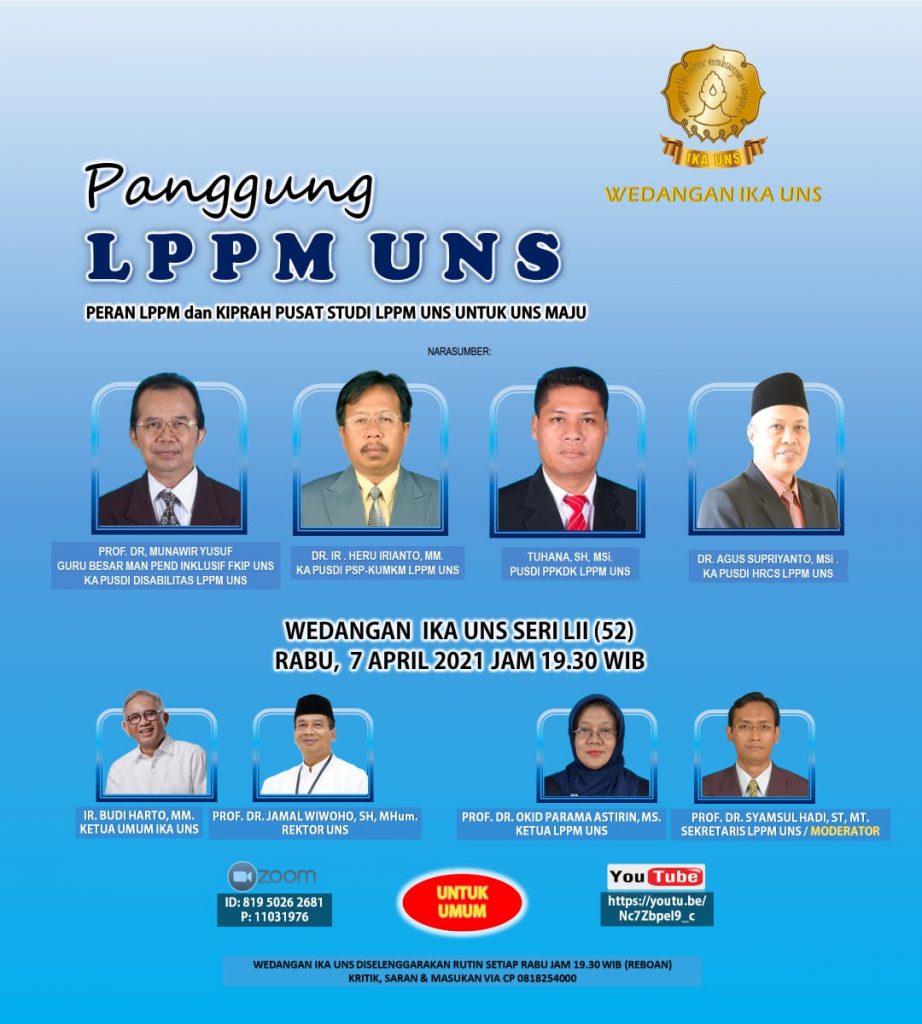 WEDANGAN IKA UNS SERI LII : Peran LPPM dan Kiprah Pusat Studi LPPM UNS ...